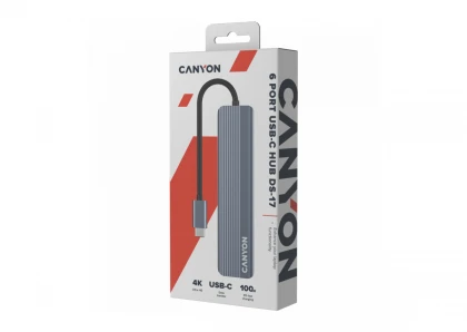 CANYON hub DS-17 6in1 4k USB-C Grey | Frog