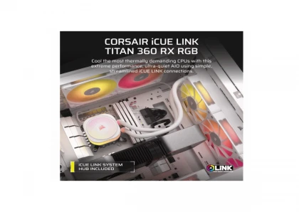 Kuler CORSAIR iCUE LINK TITAN 360 RX RGB/AIO/360mm/vodeno hladenje/bela | Frog