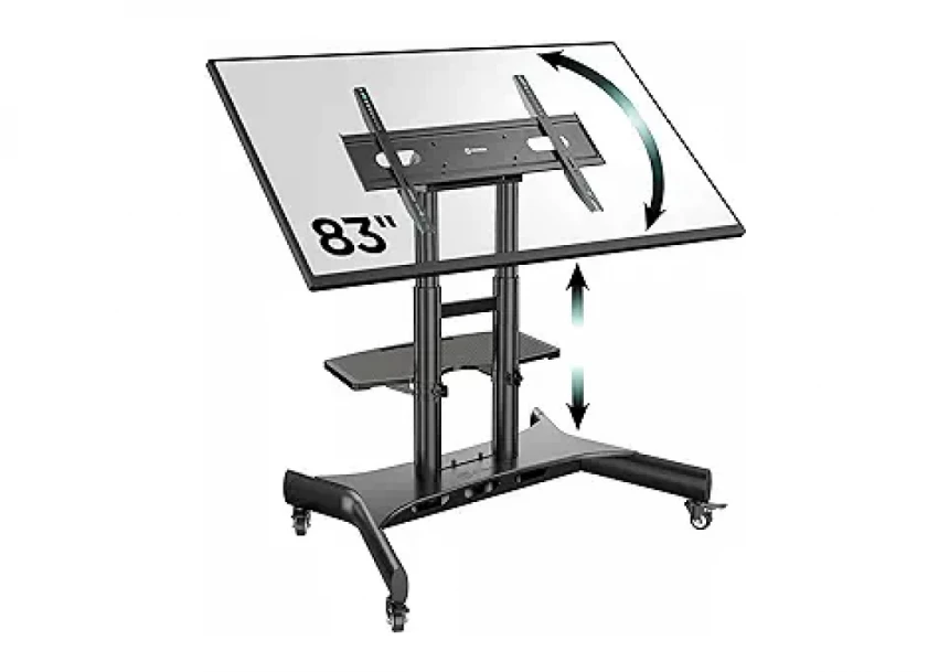 ONKRON Mobile TV Stand for 50-83” TVs with Wheels Shelves Height ...